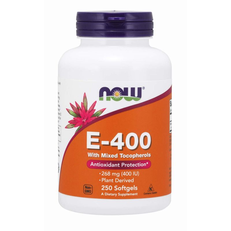 NOW E-400 Vitamin E-400 IU MT Softgels with Mixed Tocopherols, 250 Softgels - EveryMarket