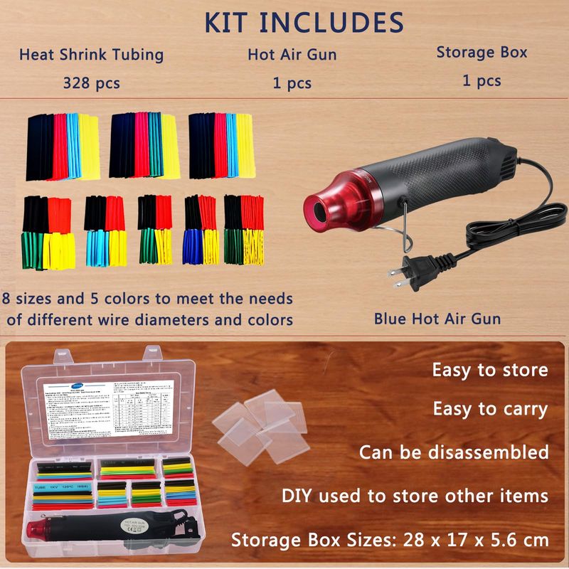 Wire Heat Shrink Tubing Kit + Mini Heat Gun for Shrink Tubing - 328pcs ...