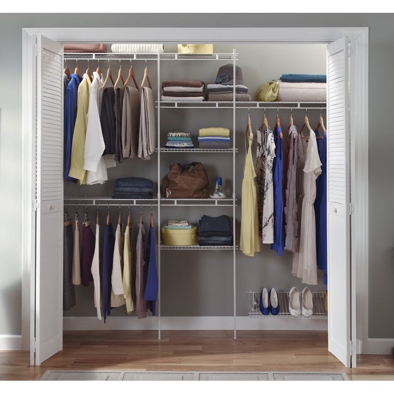 ClosetMaid 1608 Closet Organizer Kit with Shoe Shelf, 5-Foot to 8-Foot ...