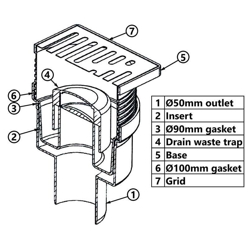 Regulated Height Bottom Outlet 100x100mm Floor Ground Waste Drain Gully ...