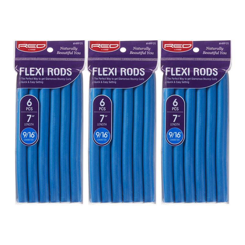 Red by Kiss Flexi Rods 7", 9/16" Diameter - Heatless Hair Curler for ...