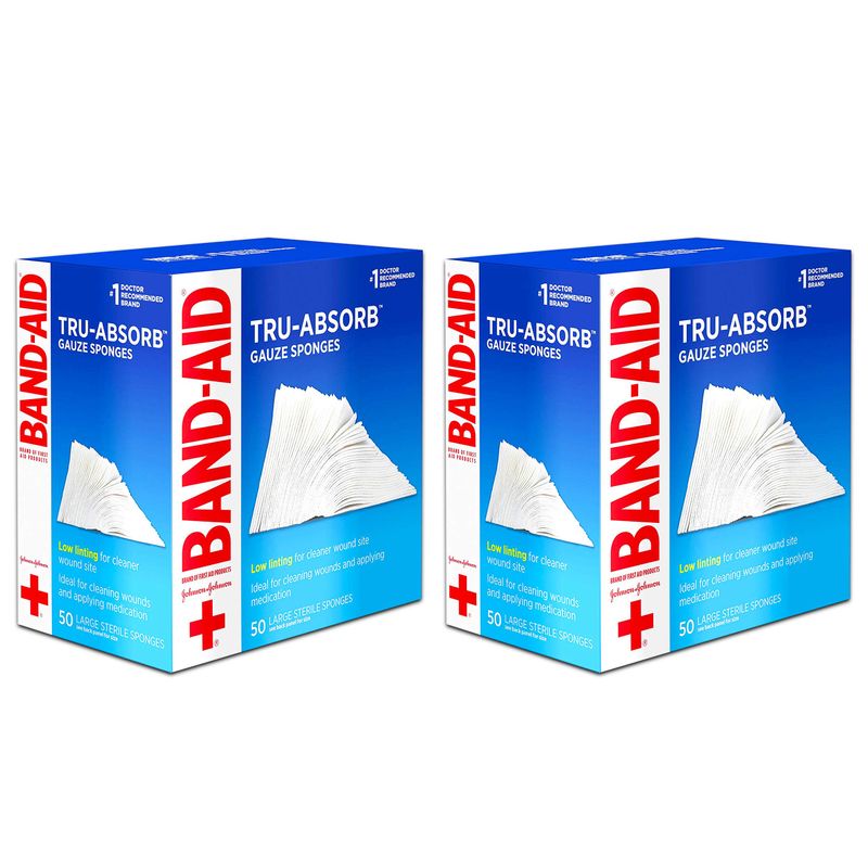 Band Aid Brand First Aid Products Tru-Absorb Sterile Gauze Sponges for ...