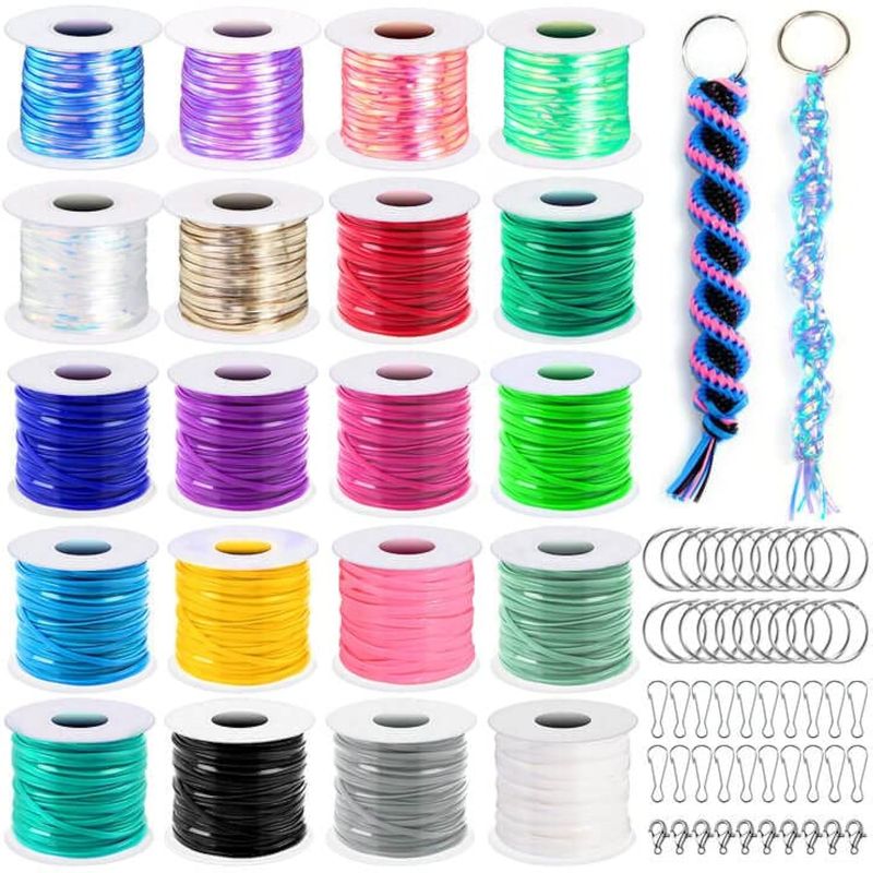 cridoz Lanyard String, Boondoggle String Kit with 20 Rolls Plastic ...