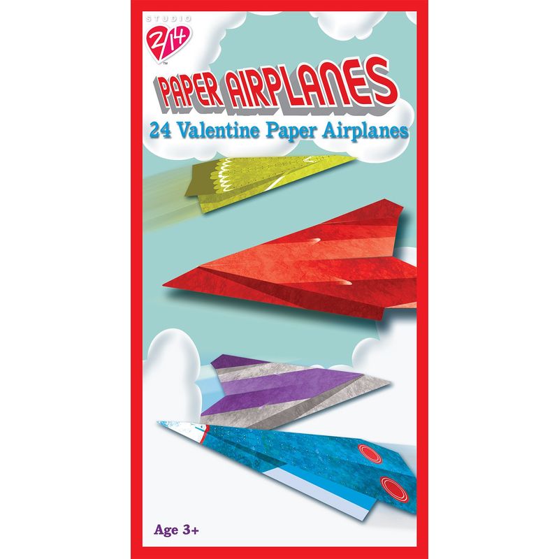 Paper Magic 24CT Paper Airplanes Kids Classroom Valentine Exchange ...