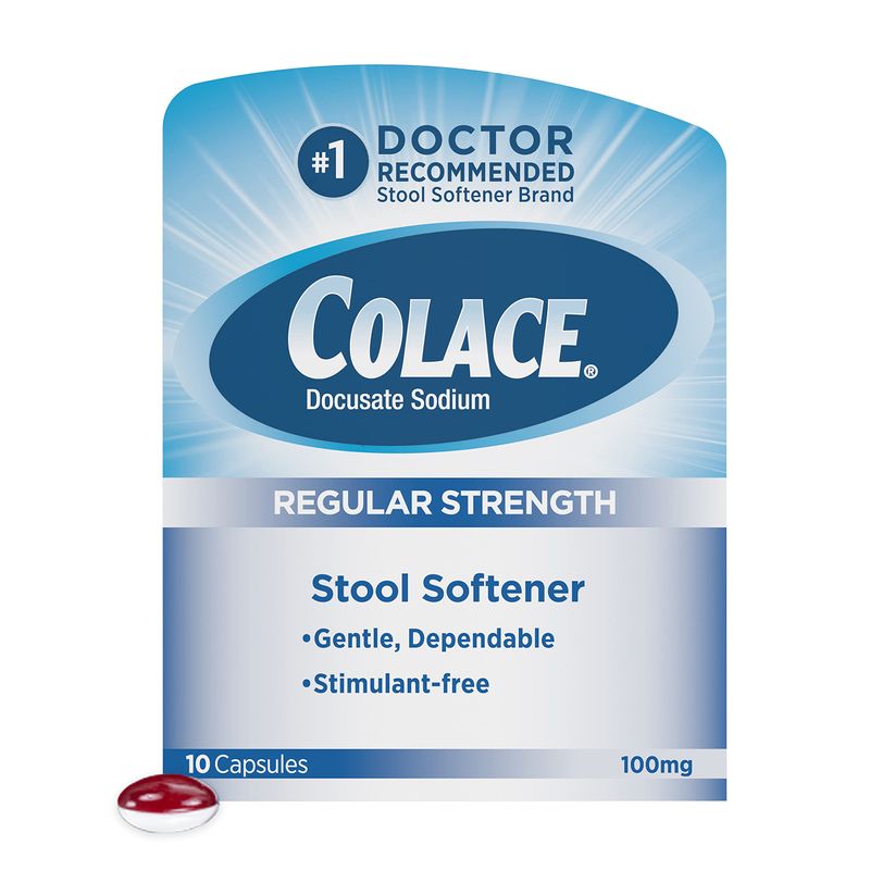 Colace Regular Strength Stool Softener, 100 mg Capsules, 10 Count ...