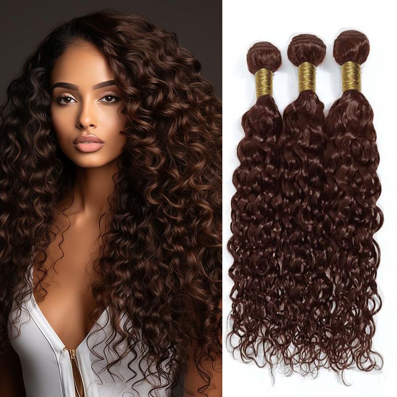 #4 Water Curly Weave Bundles Human Hair Loose Dark Brown Deep Water ...