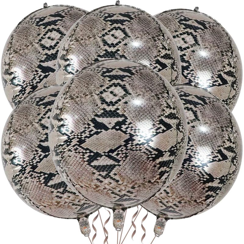 6 Pack Giant 22 Inch 4D Animal Snake Pattern Sphere Foil Balloons ...