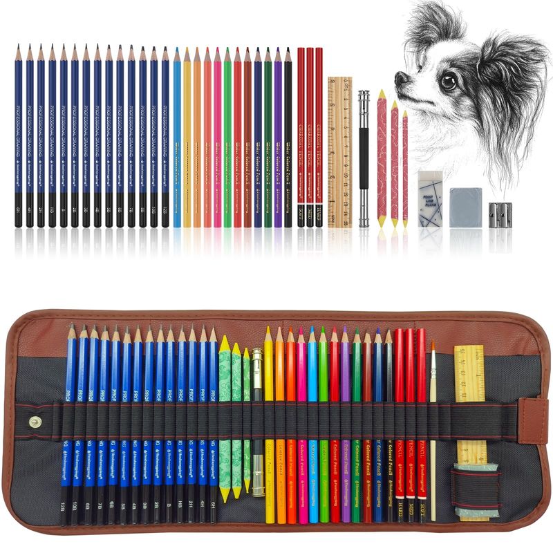 Drawing Sketching Kit Graphite Charcoal Pencils Premium Colored Pencils ...