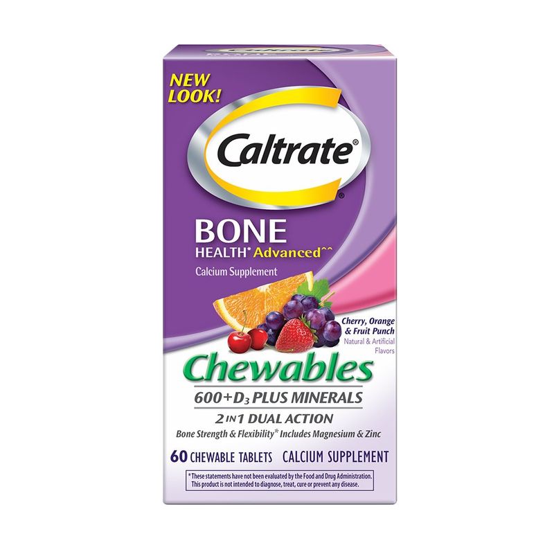 Caltrate Calcium & Vitamin D3 Supplement 600+D3 Plus Minerals Chewable ...