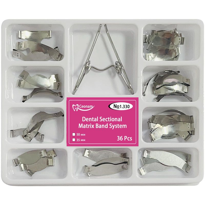 36 Pieces Dental Sectional Matrix Band System with Spring Clip for ...