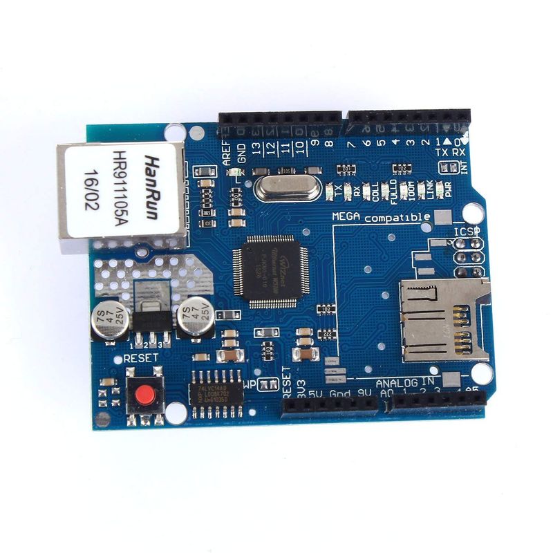 WINGONEER Ethernet Network Shield Module W5100 Micro SD Card Slot Mega ...