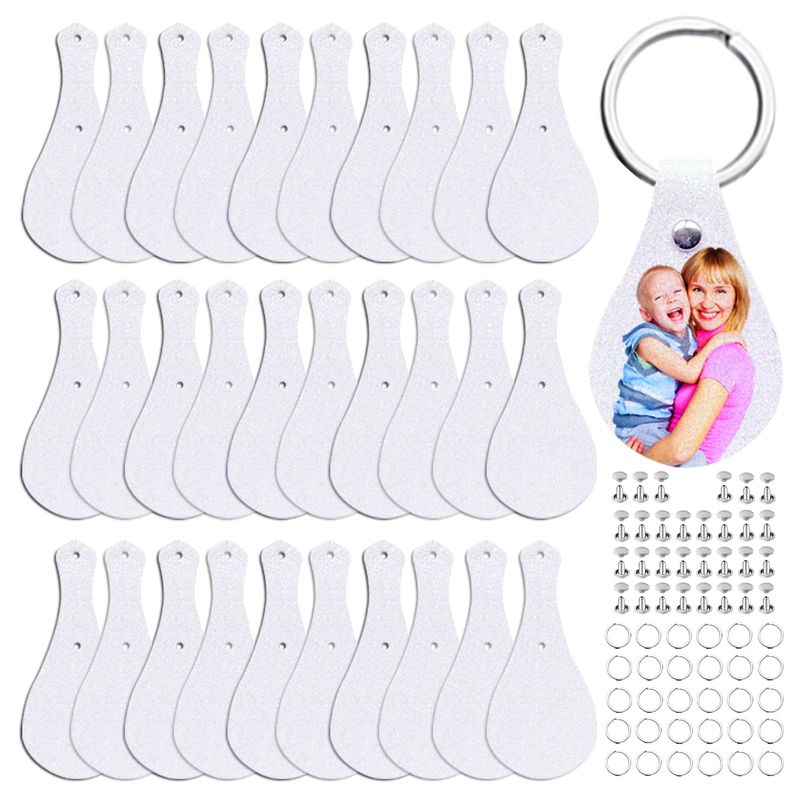 AOUXSEEM 30 Sets Sublimation Keychain Blanks Making Kits, Shiny Glitter ...