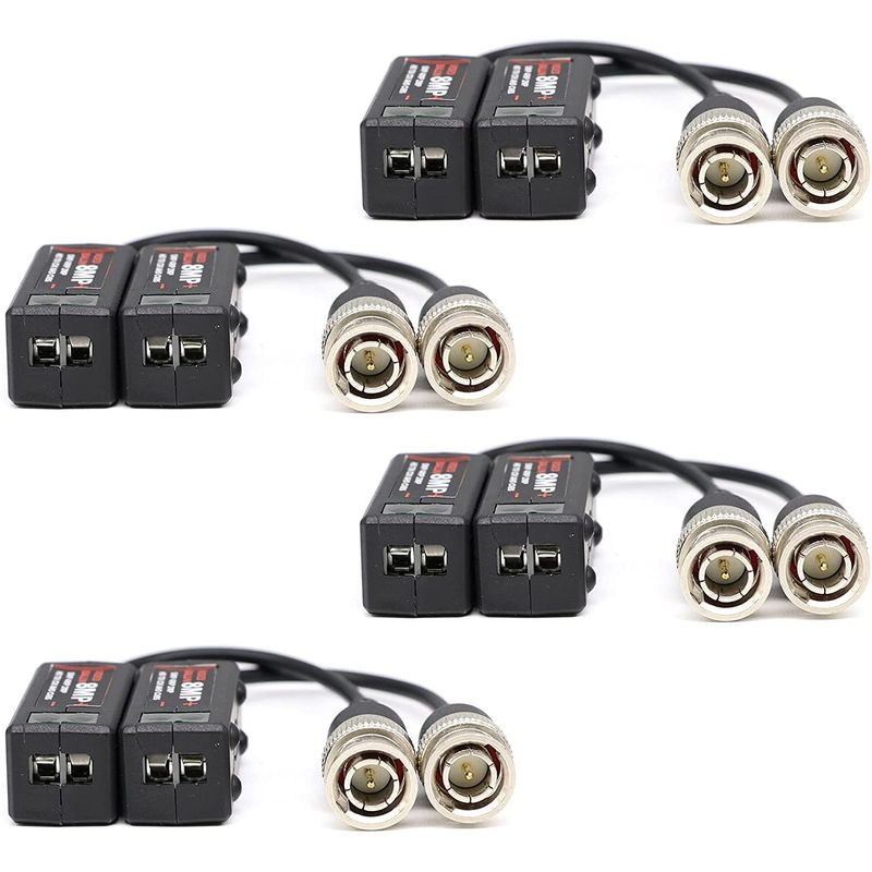 ANLINK 4 Pairs 4K 8MP HD Passive Video Balun Connectors, CCTV BNC Passive Video Balun ...