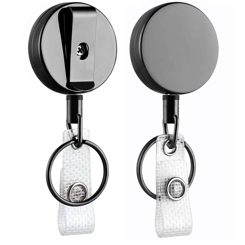 2 Pack Heavy Duty Retractable Badge Holder Reel, Will Well Metal ID ...