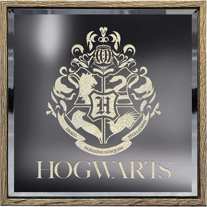 New Spoontiques Light Up Sign HOGWARTS CREST Beveled Mirror Harry ...