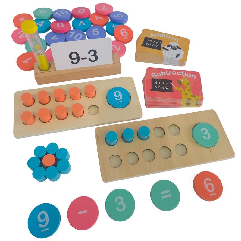 Wooden Ten Frame Set Math Learning Toddler Toys, 143 Pieces Math ...