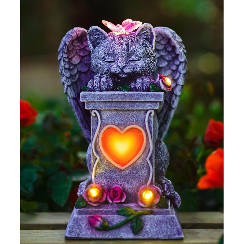 Goodeco Solar Cat Pet Memorial Statue,Pet Loss Gifts, The Angel Cat ...