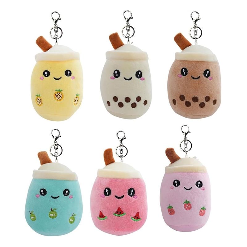 Yangun Bubble Tea Keyring, 6 Pack Boba Plush Keychain, Kawaii Plush Toy ...