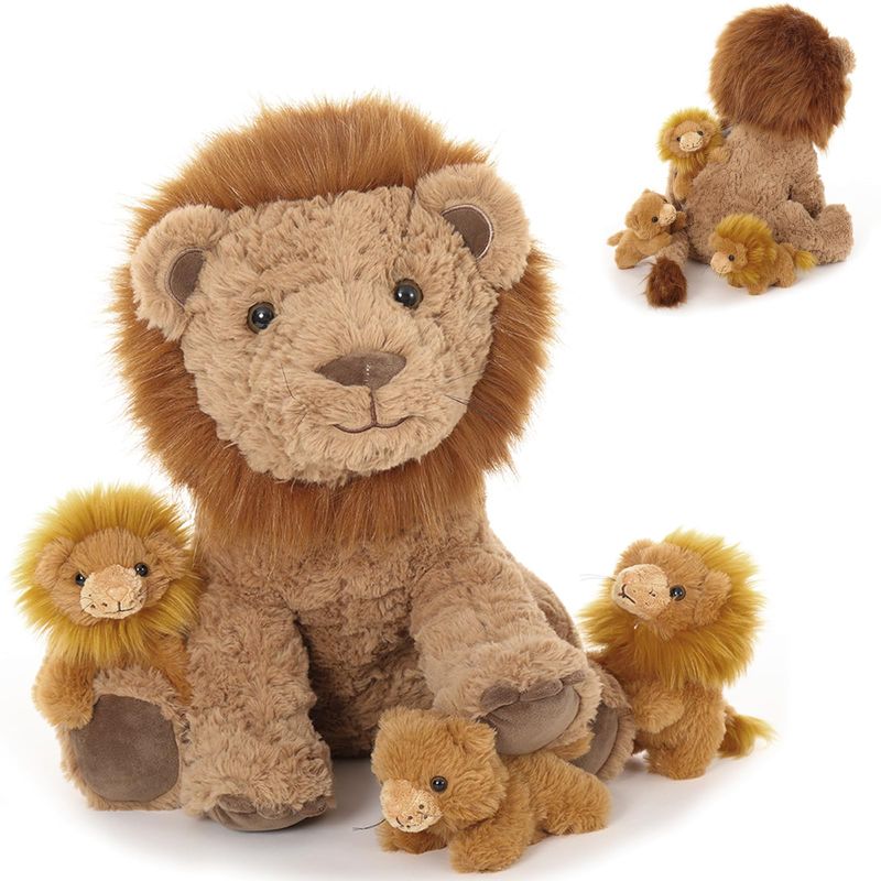 Karister Lion Stuffed Animal Set, Mother Lion Plush with 3 Baby Lions ...