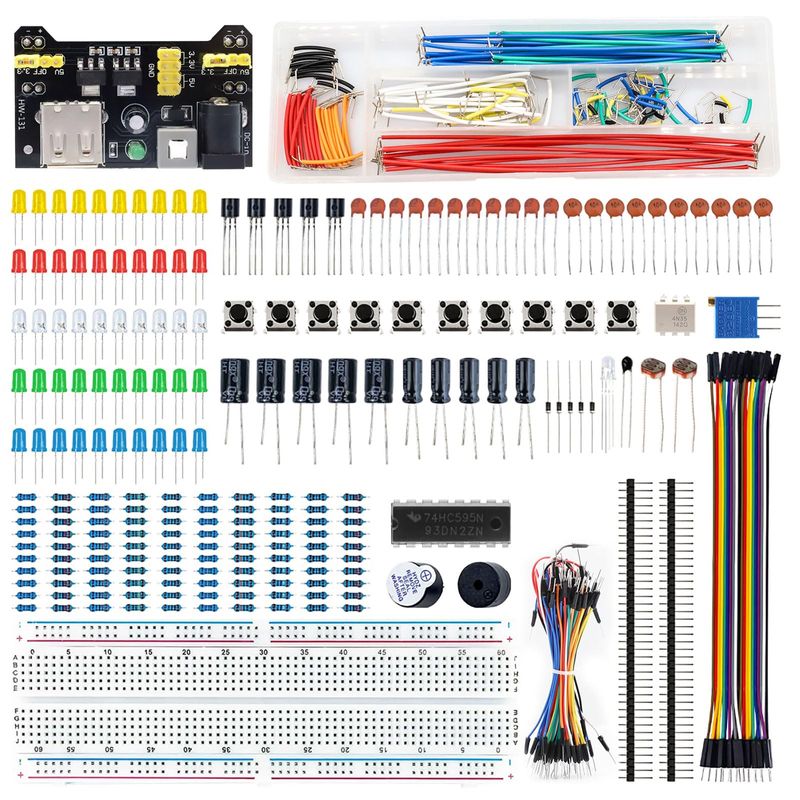 APKLVSR Electronic Starter Kit Breadboard Set Compatible with Arduino ...