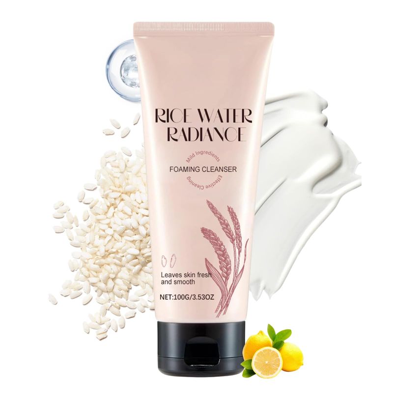 Gentle Rice Foaming Face Wash, Exfoliating Rice Water Face Scrub, Rice ...