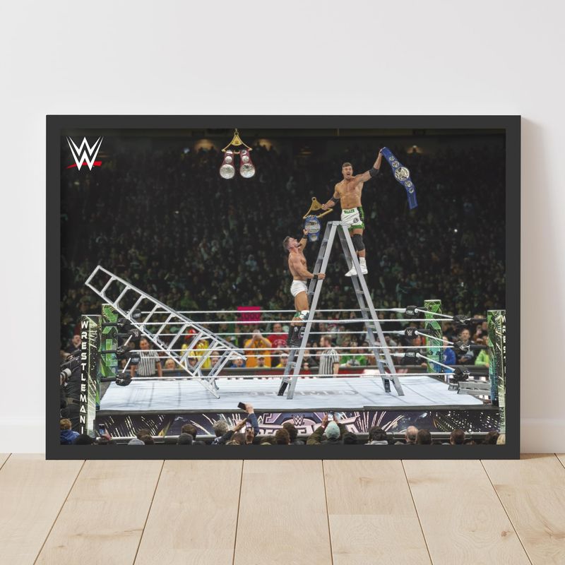 WWE Print - Grayson Waller and Austin Theory Ladder Match WrestleMania ...
