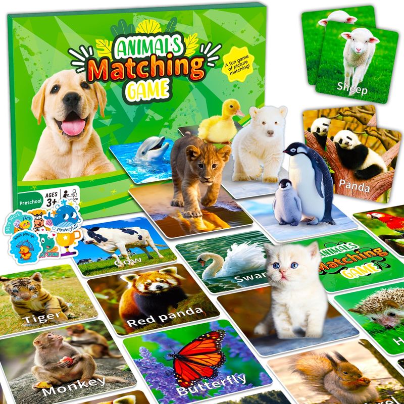 YTSQLER Animal Matching Game for Kids 100PCS Memory Card Game for ...