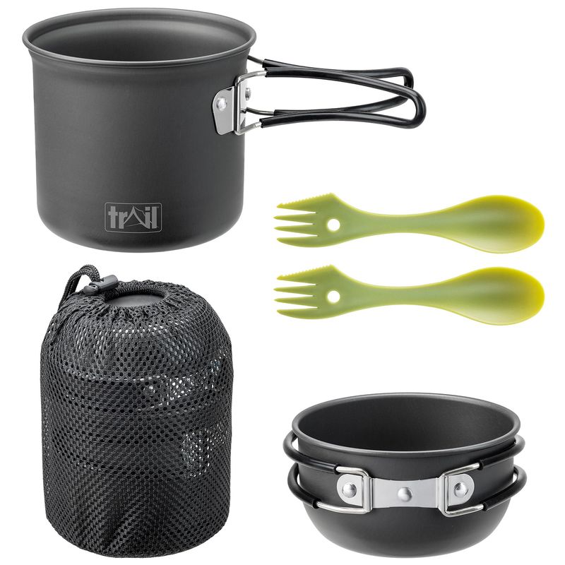 Trail Camping Cookware Set, 1-2 Person Outdoor Hiking Camp Cooking Kit ...