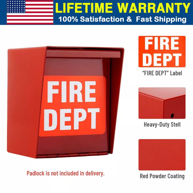Fire Department Box With Lock Hole Red Heavy Duty Steel ‎Wall Mount ...