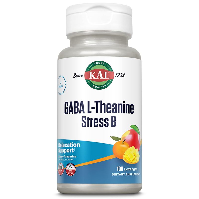 KAL GABA L-Theanine Stress B Lozenge, B Complex Vitamin Supplement ...