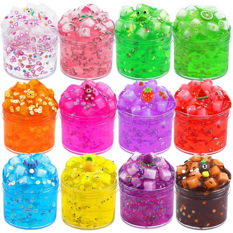 Clear Jelly Crunchy Slime Kit, 12 Packs Slime Kits for Girls, Non ...