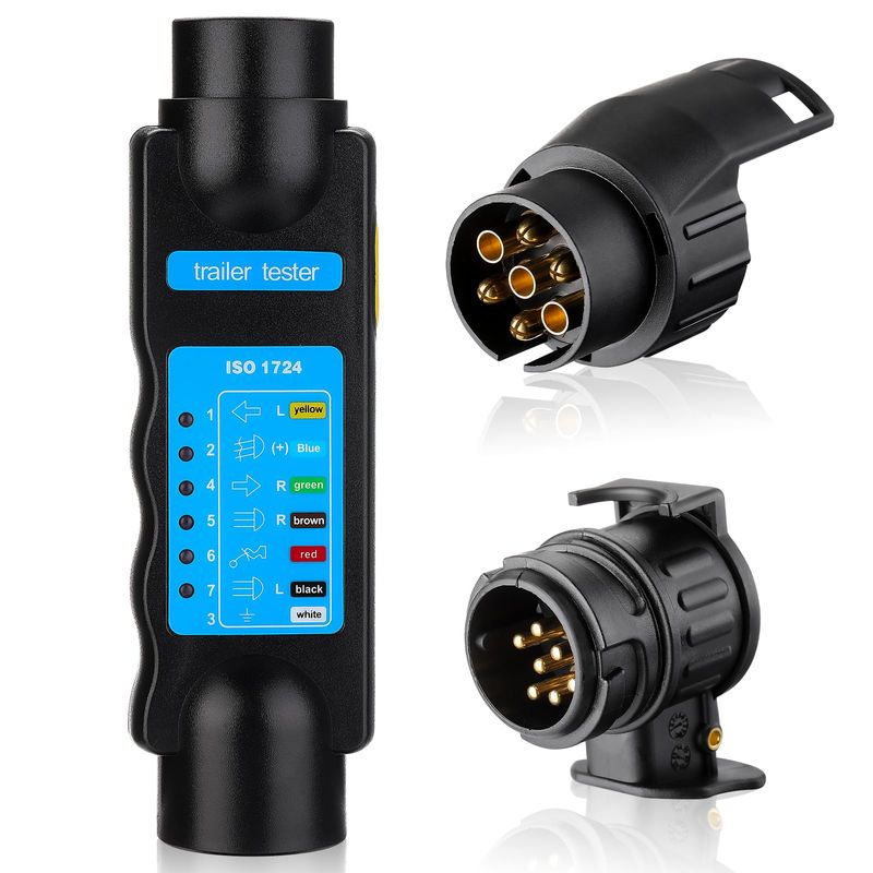 GEARCELL 7 Pin Trailer Light Tester, 12V 7 Pin Trailer Light Connector ...