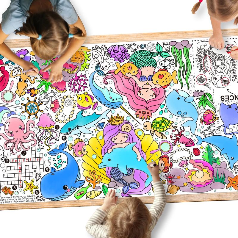 Gatherfun Mermaid Party Giant Coloring Poster - 31.5X 72 Inches ...