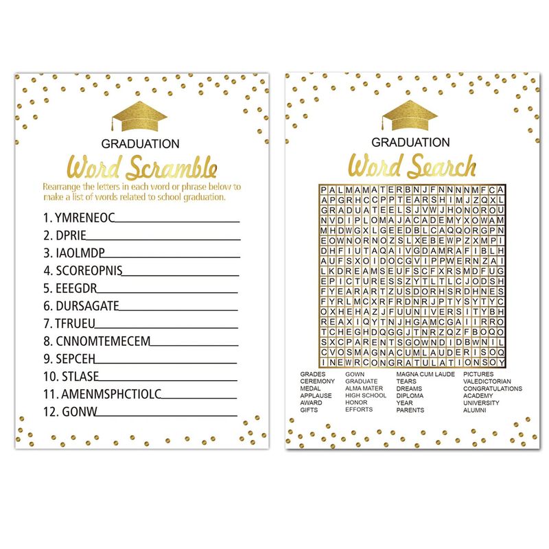 Graduation Party Word Scramble Game Cards, Games Activities and College ...