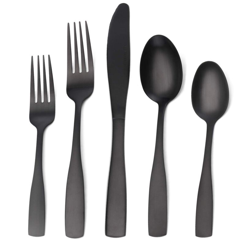 Matte Black Silverware Set, Satin Finish 20-Piece Stainless Steel ...