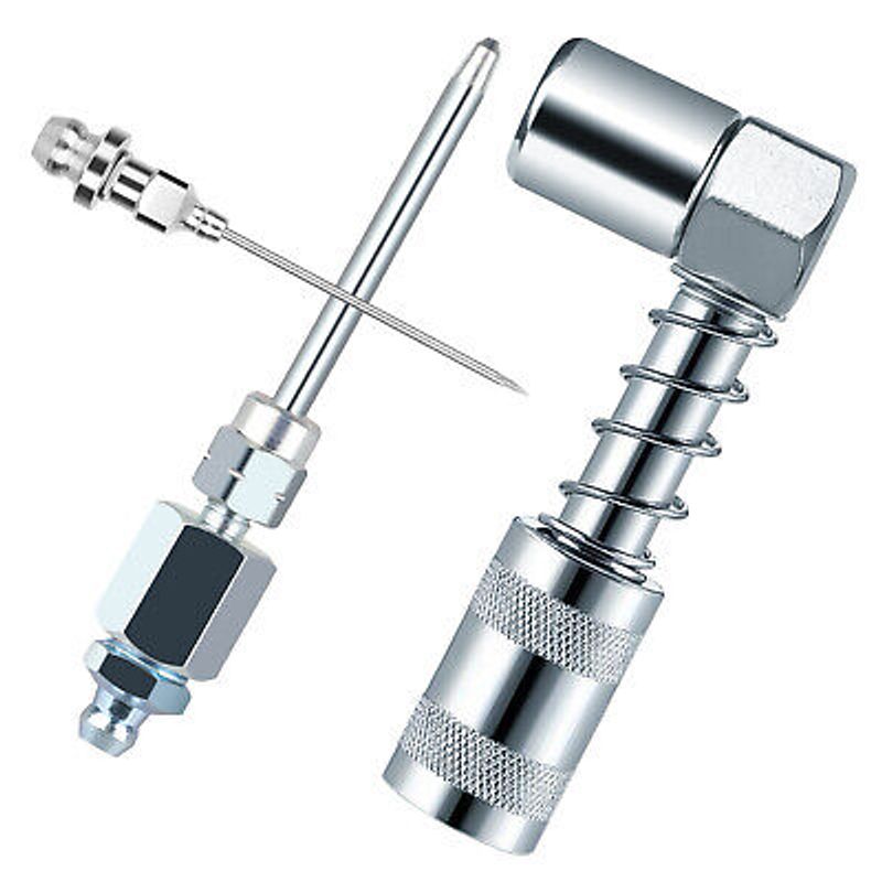 90 Degree Coupler Needle Nozzle Grease Injection Needle w/ Cap for Zerk ...
