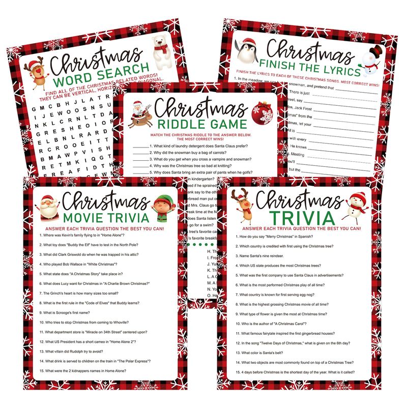 Whaline 100Pcs Christmas Trivia Games Question and Answer Cards 5 ...