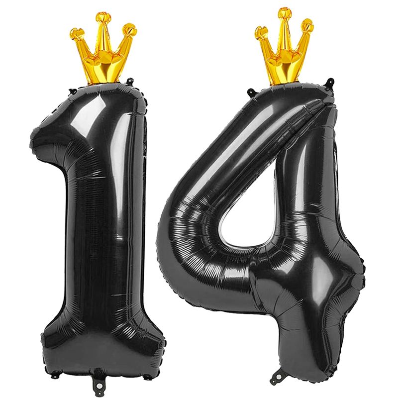 Black Number 14 Balloon 40 in, 14 Number Balloon, 14th Black Birthday ...