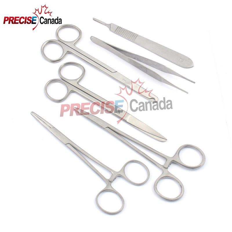 Dog Ear Suture Kit of 6 Spencer Scissor Adson Brown Forceps Mayo Hegar ...