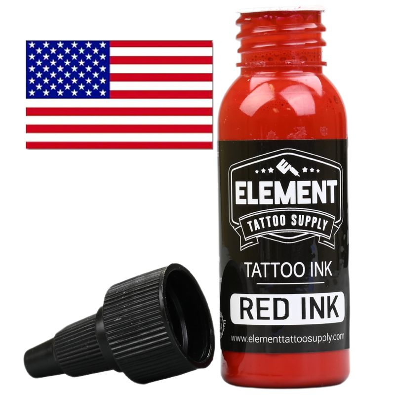ELEMENT TATTOO SUPPLY - Red Tattoo Ink 1 oz Bottle for Color Tattooing ...