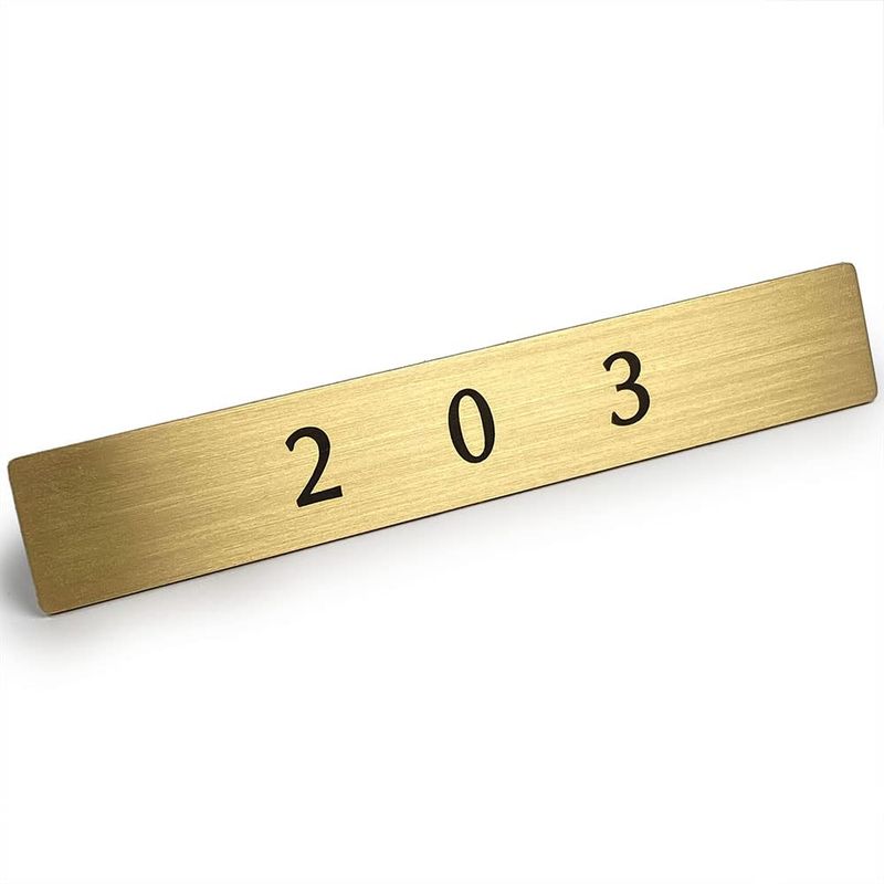 Black Box Buzz Brass Door Sign Plate "203" Room Number Room Number ...