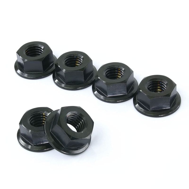 M8 P1.25 Titanium Nuts Sprocket Nuts Set of 6 Hex Nuts Flange Nuts ...