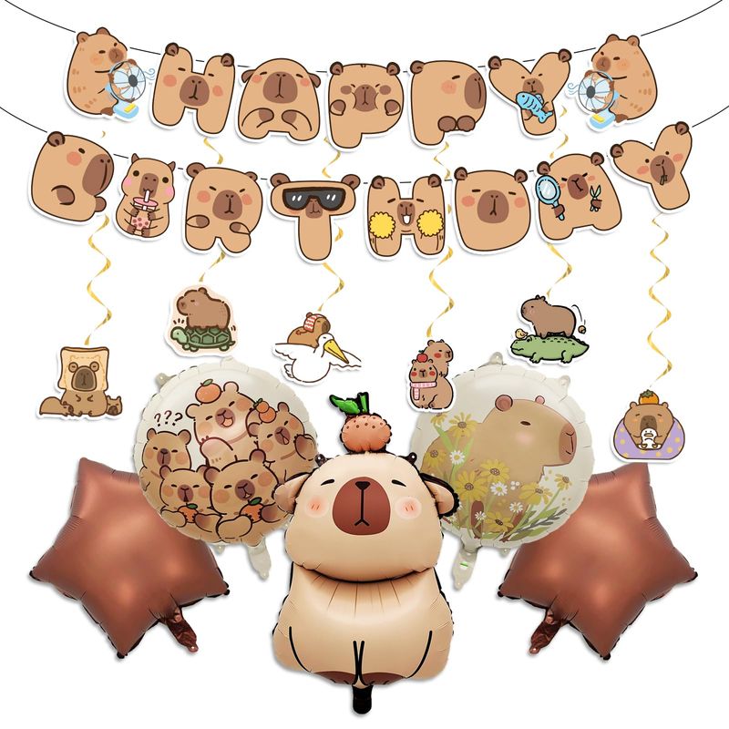Capybara Birthday Decorations, Capybara Birthday Banner with Aluminium ...