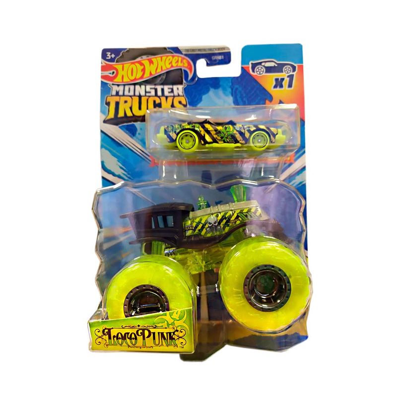 Hot Wheels Monster Trucks Loco Punk, Includes Crushed Speed Bump ...