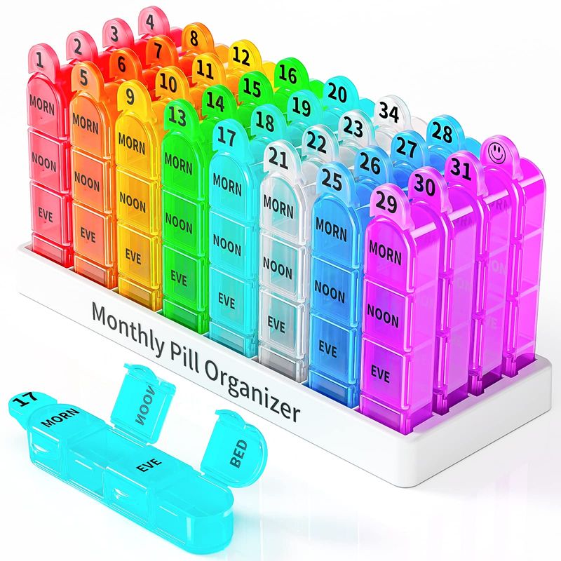 Monthly Pill Organizer 4 Times a Day,Odaro 30 Day Pill Organizer ...