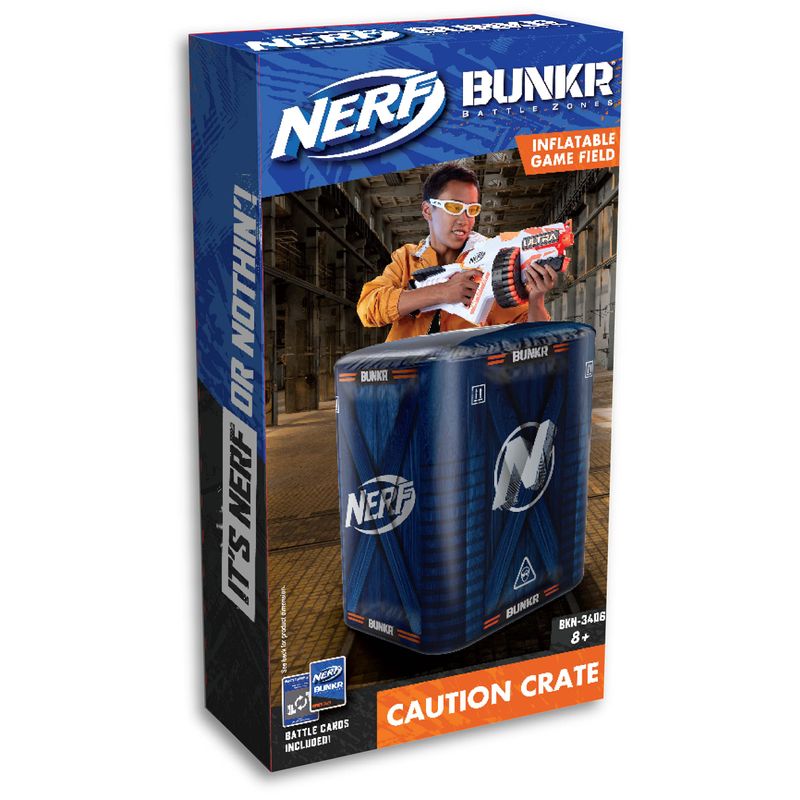 Nerf Bunkr Take Cover Caution Crate - Inflatable Obstacle For Use With All Indoor & Outdoor ...