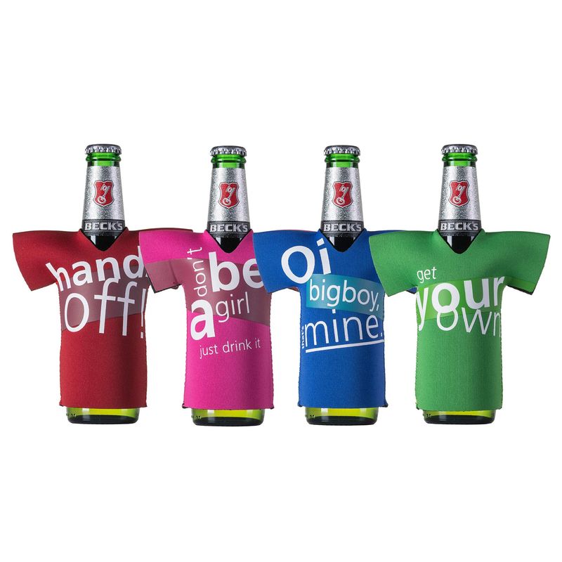 Cellardine Bottle Chillers Set of 4 Funny Beer Cooler Shirts, neoprene ...