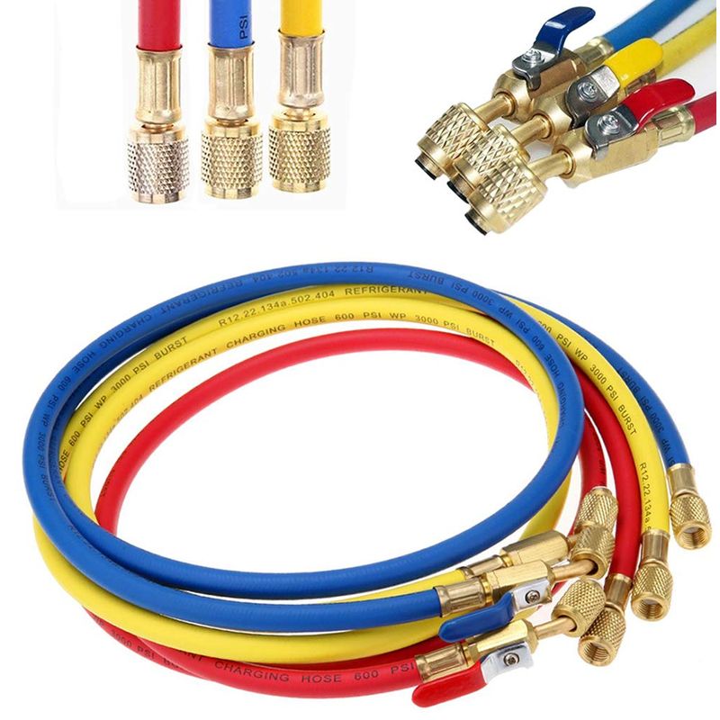Refrigerant Charging Hose with Ball Valve Apply to R134A R12 R22 R502 R404 Refrigerant Air ...
