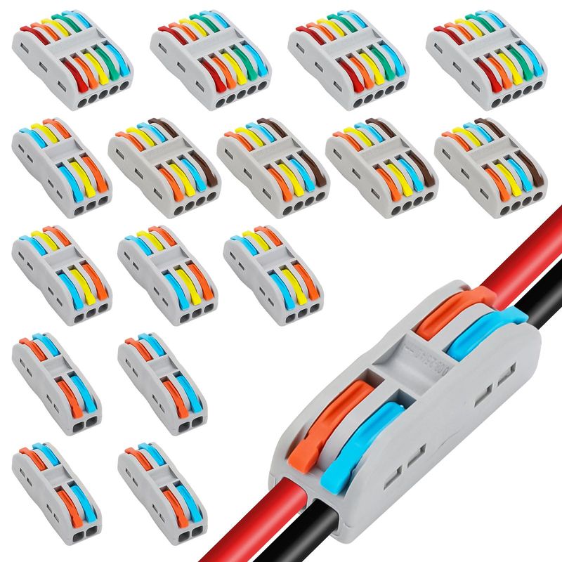 16 Packs Wire Connectors Push,Electrical Connectors Fit 2/3/4/5-Port ...