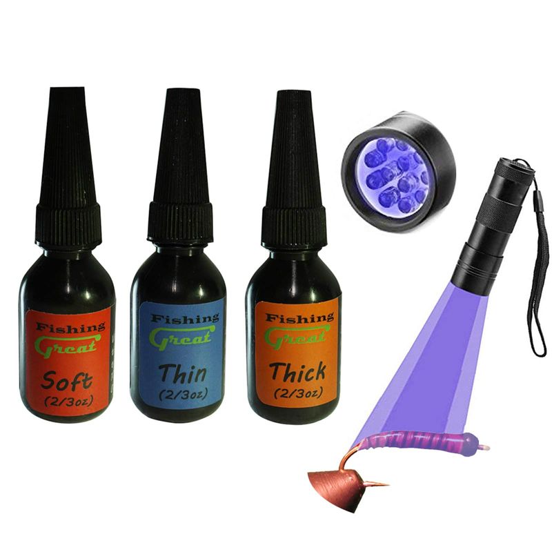 GREATFISHING Fly Tying UV Clear Glue and Power Light Combo Three ...